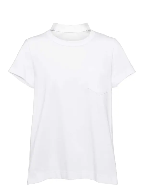 Sacai Pleated Cotton Jersey T-shirt - White
