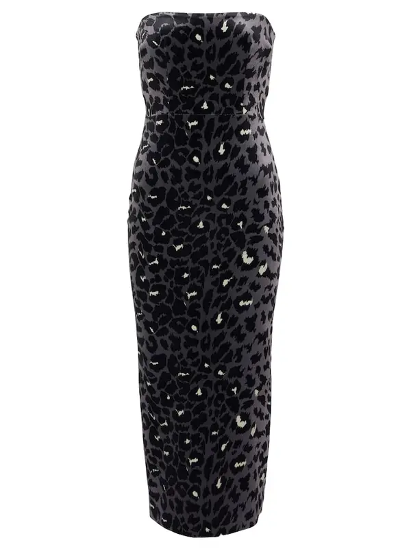 Alex Perry Leopard-print Velvet Midi Dress - Multicoloured