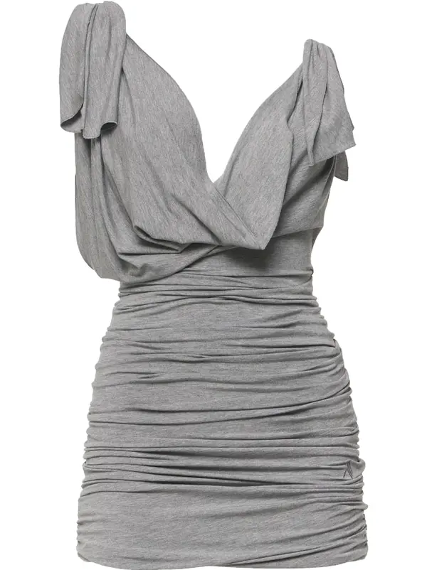 Attico Draped Jersey Minidress - Grey