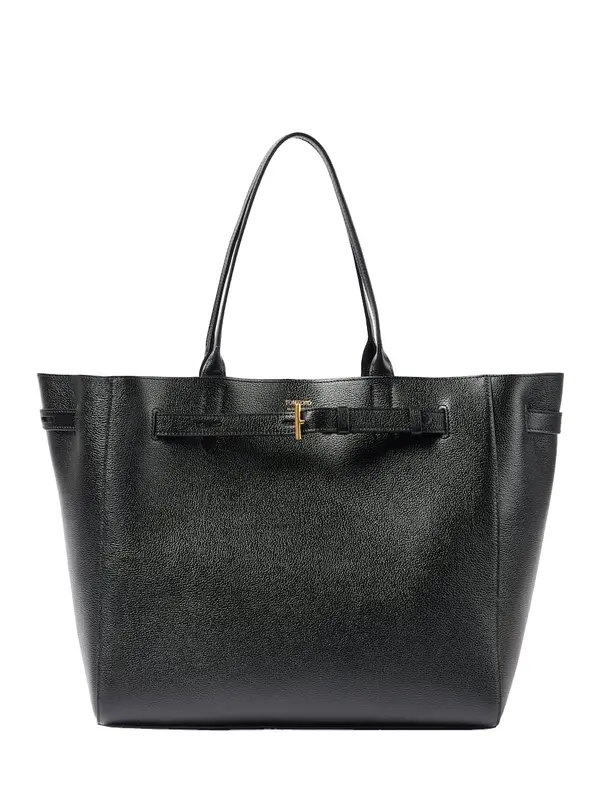 TOM FORD Tara Large Grained Leather Tote Bag - Black