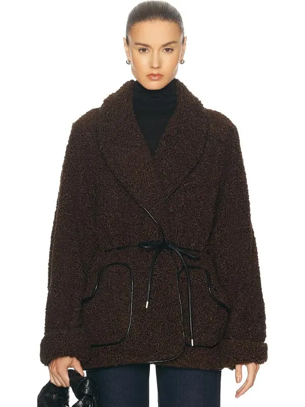 Simkhai Kimia Tie-waist Sherpa Jacket - Raven