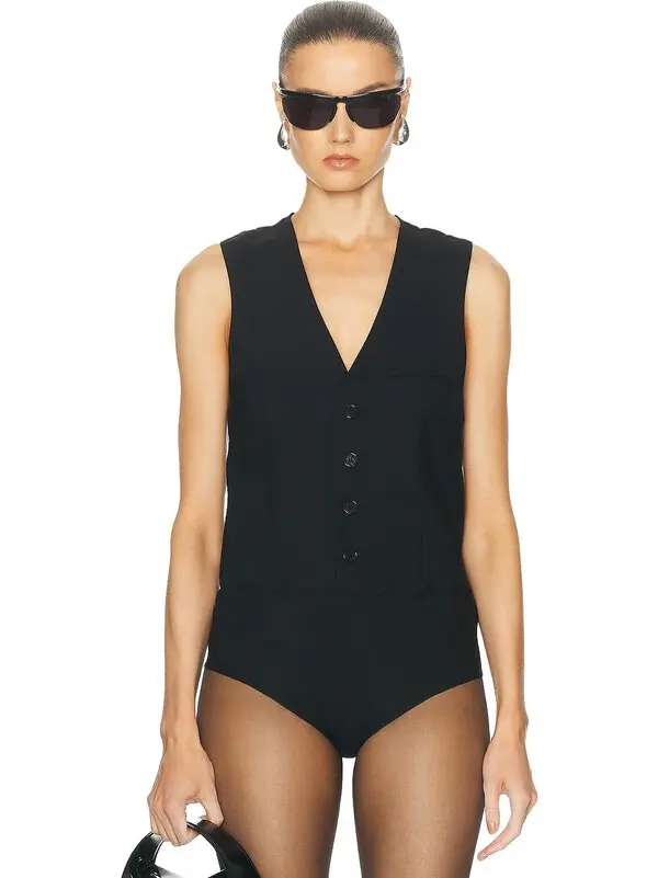 Coperni Vest Bodysuit Top - Black