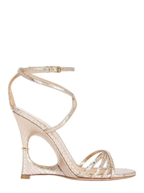 TOM FORD Paradis Stamped Python Strappy Sandals - Champagne