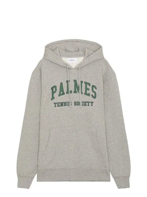 PALMES Mats Hooded Sweatshirt - Grey Melange & Green