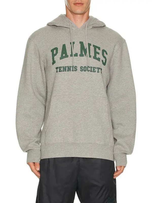 PALMES Mats Hooded Sweatshirt - Grey Melange & Green