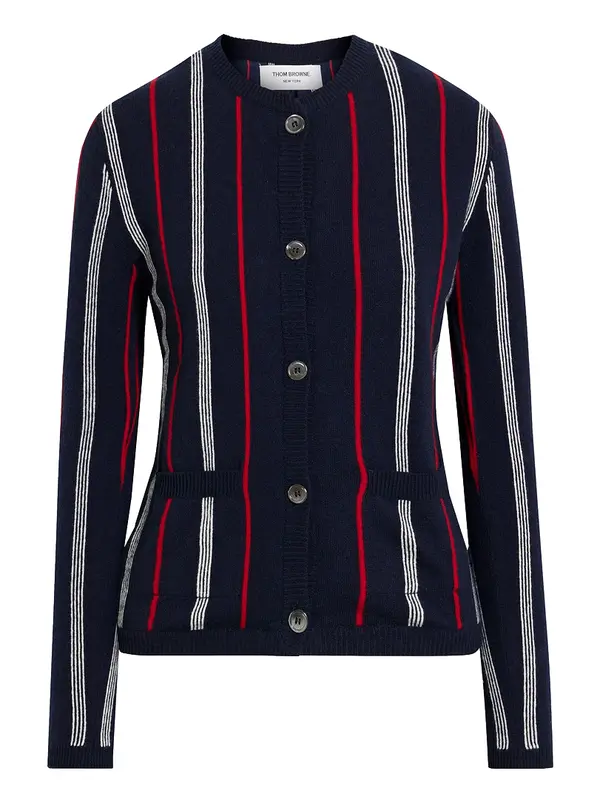 Thom Browne Striped Cashmere Cardigan - Navy