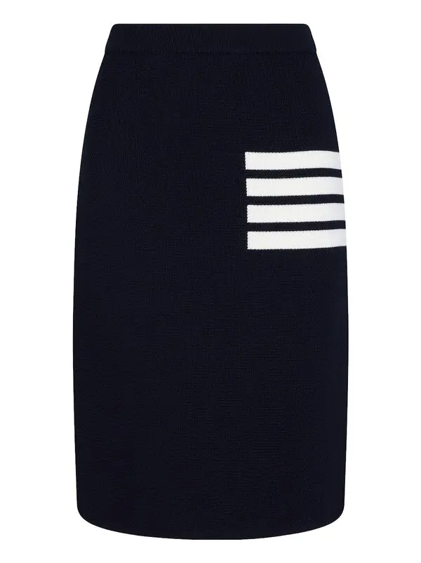 Thom Browne Striped Waffle-knit Wool-blend Pencil Skirt - Midnight Blue