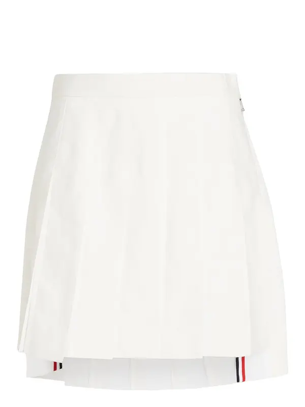 Thom Browne Pleated Linen Mini Skirt - White