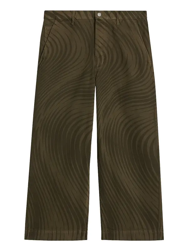 Dries Van Noten Cropped Printed Denim Jeans - Army Green