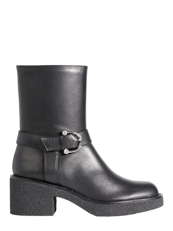 STUART WEITZMAN Mountain Buckle Leather Ankle Boots - Black