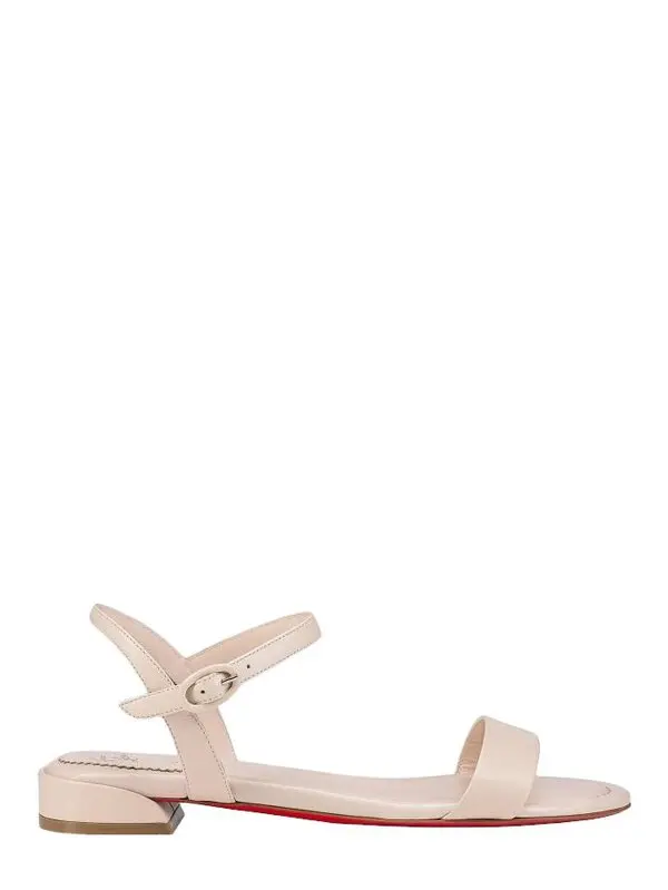 CHRISTIAN LOUBOUTIN Sweet Jane Nappa Leather Flat Sandals - Leche