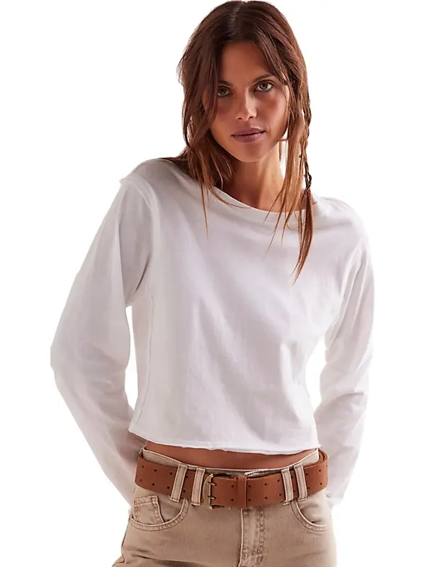Free People The Perfect Long-sleeve Tee - White