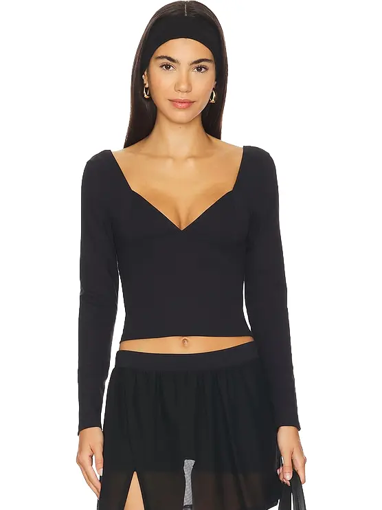 Free People X Intimately Fp Duo Corset Long Sleeve Cami - Black