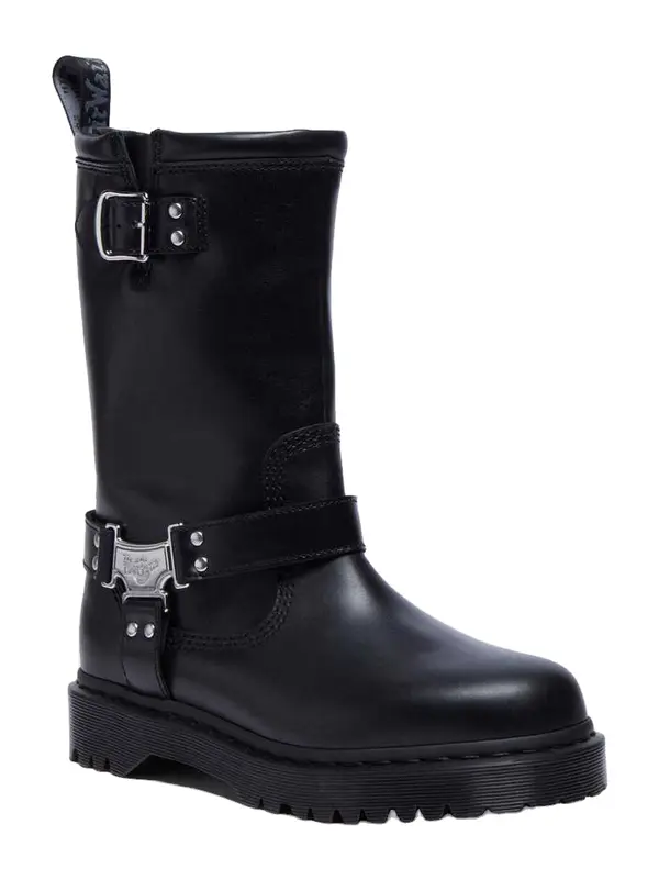 Dr. Martens Anistone Hi Leather Biker Boots - Black