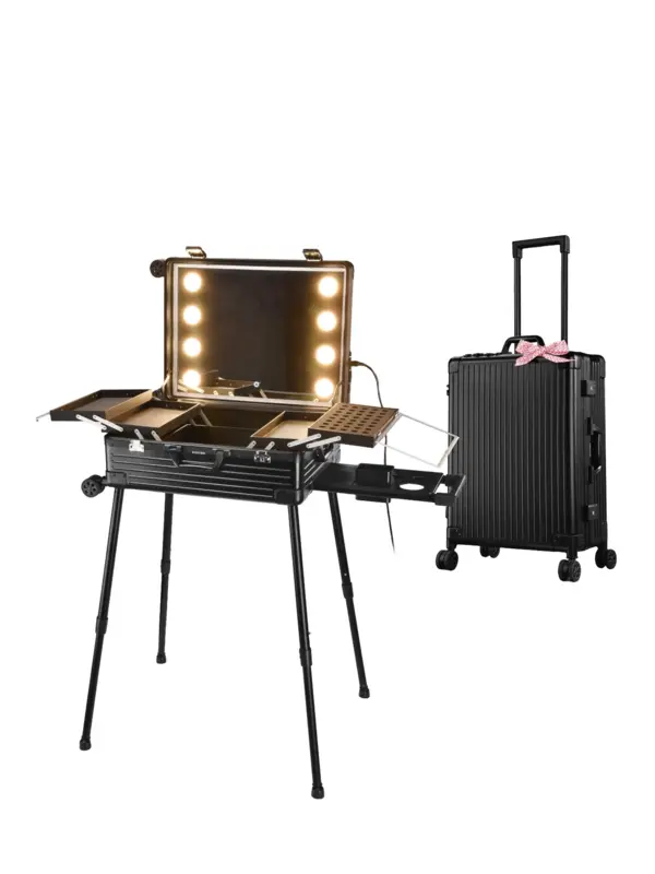 BYOOTIQUE Rolling Makeup Case With Led Lighted Mirror - Black