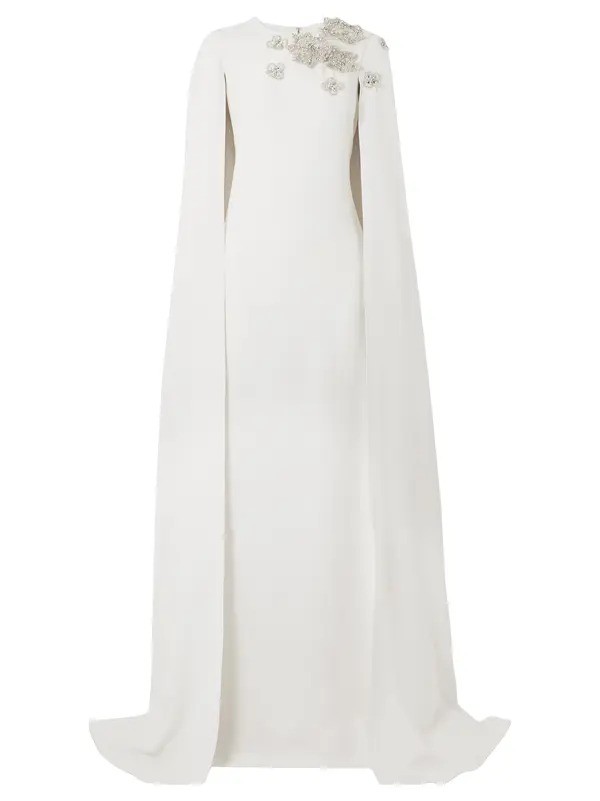 Zuhair Murad Crystal-embellished Cape-effect Gown - White