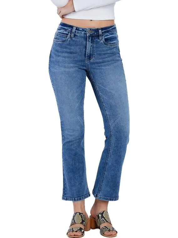 HINT OF BLU High-rise Ankle Flare Jeans - Cali Dreaming Blue