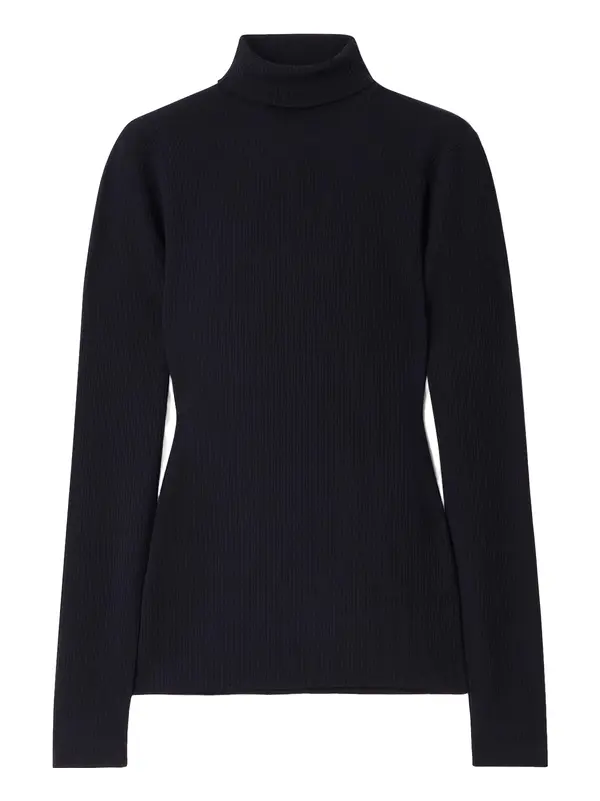 Loro Piana Taupo Ribbed-knit Wool Turtleneck Sweater - Blue