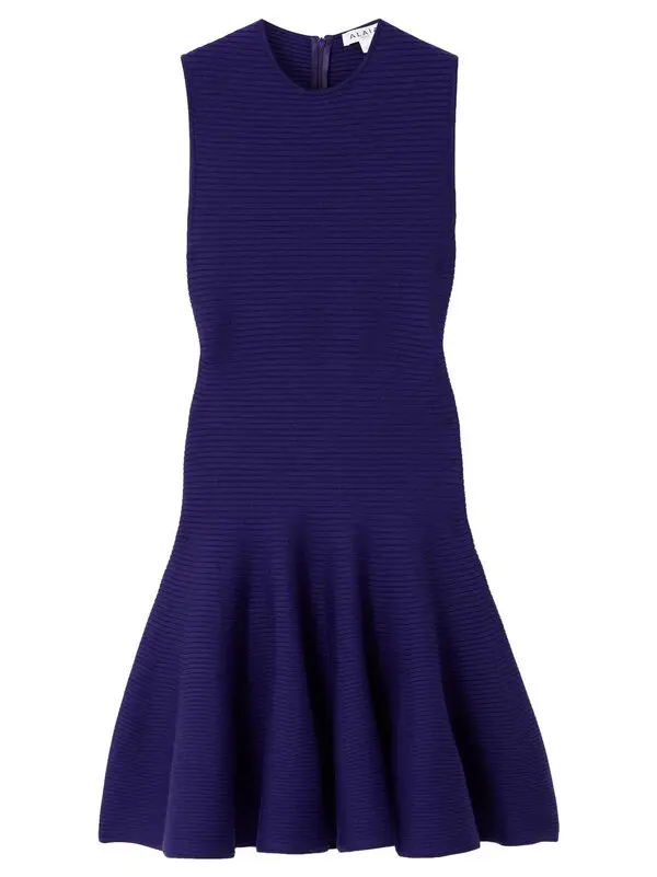Alaïa Ribbed Wool-blend Mini Dress - Purple