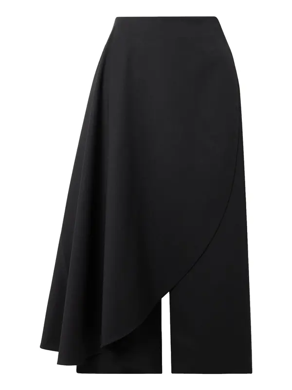 Alaïa Cropped Layered Wool-blend Pants - Black