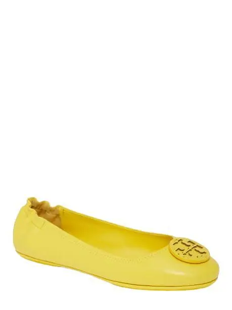 Tory Burch Minnie Travel Ballet Flat - Aged Lemon/aged Lemon