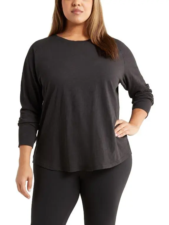 Zella Relaxed Washed Cotton Top - Black