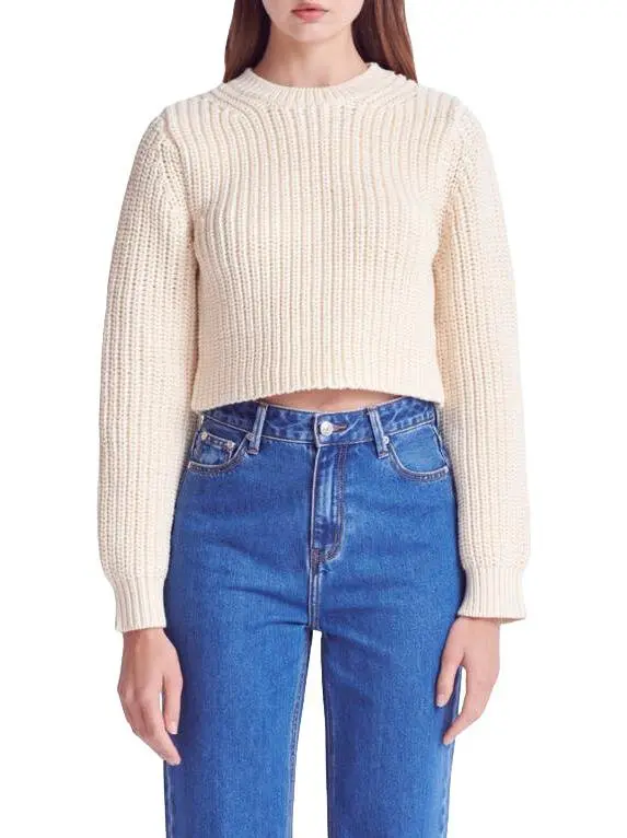English Factory Crewneck Crop Sweater - Cream