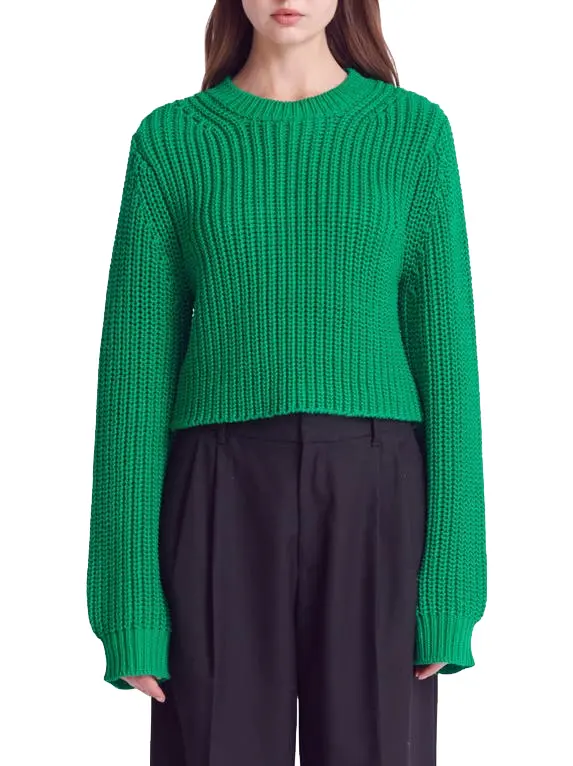 English Factory Crewneck Crop Sweater - Green