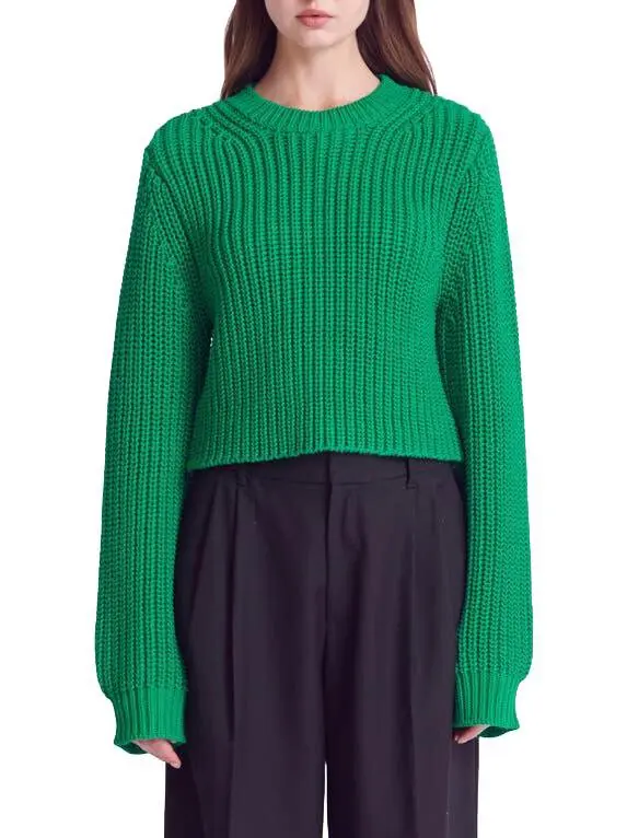 English Factory Crewneck Crop Sweater - Green