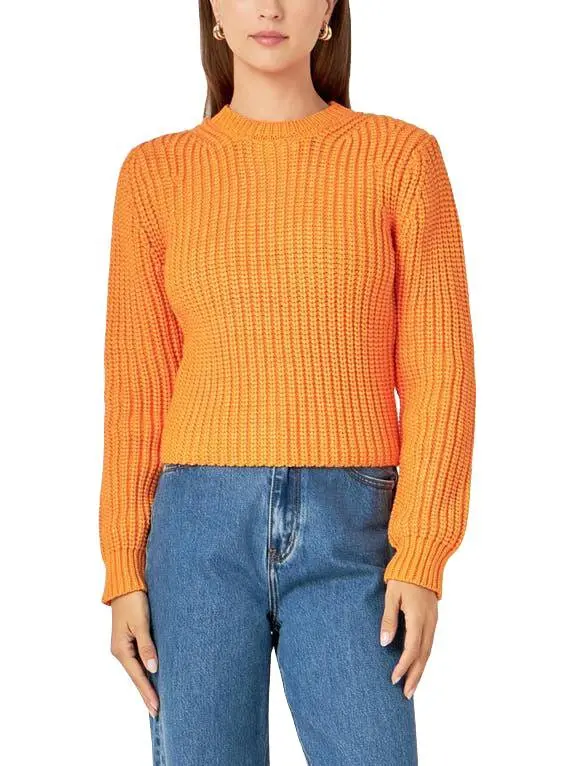 English Factory Crewneck Crop Sweater - Orange