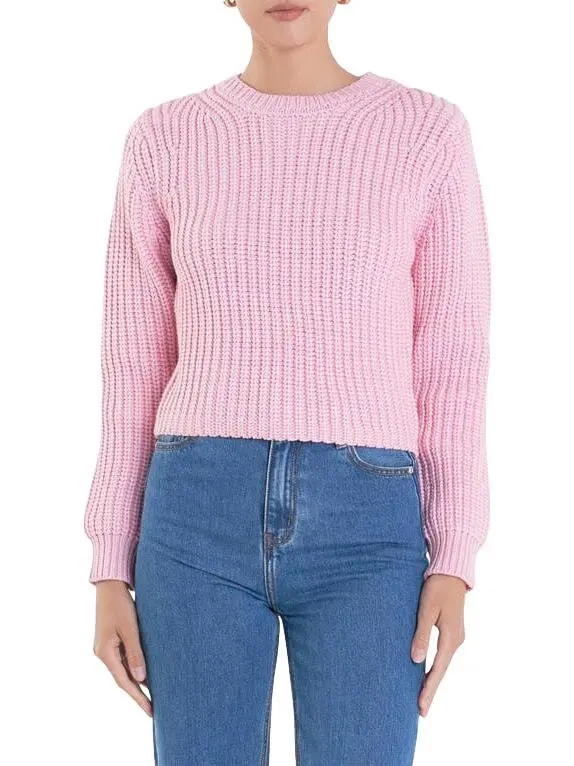 English Factory Crewneck Crop Sweater - Pink