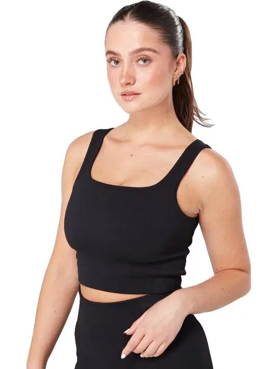 TWILL ACTIVE Recycled Seamless Ribbed Cropped Top - Black