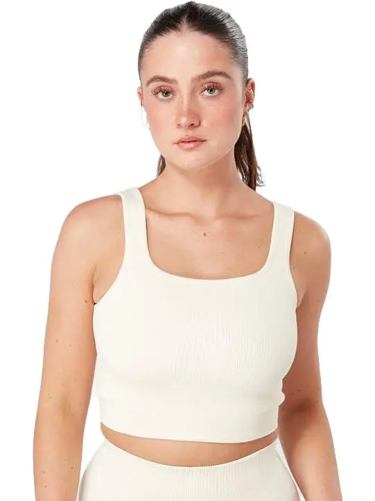 TWILL ACTIVE Recycled Seamless Ribbed Cropped Top - Cream