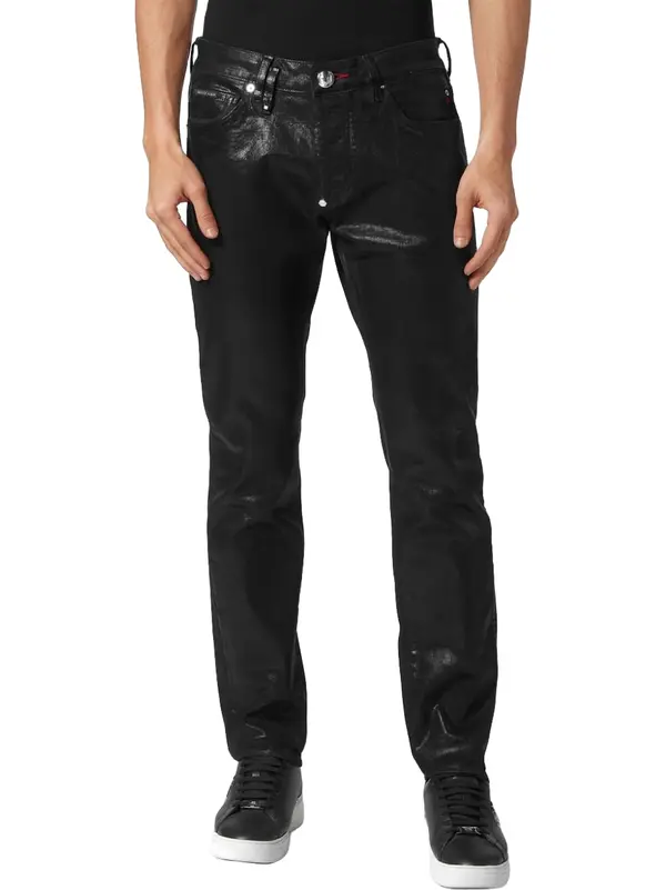 Philipp Plein Coated Straight-leg Jeans - Black
