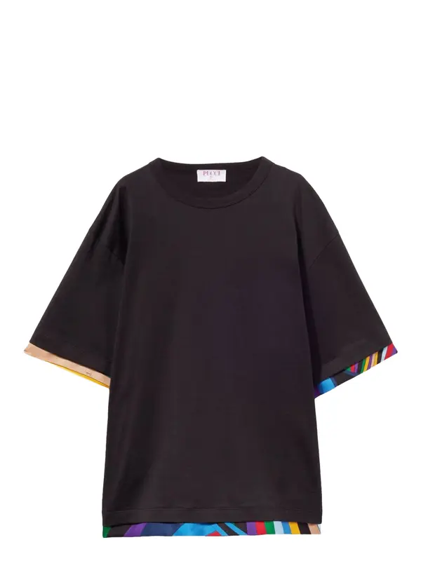 Emilio Pucci Abstract-print Trim T-shirt - Black