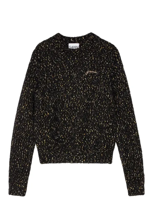 GANNI Logo-embroidered Jumper - Black