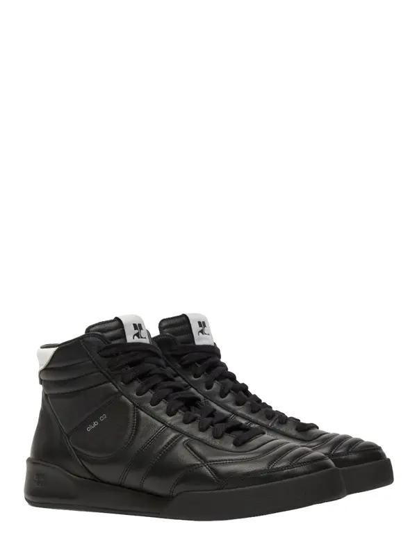 COURREGES Mid Club 02 Leather Sneakers - Black