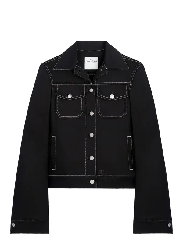 COURREGES Topstitched Denim Trucker Jacket - Black