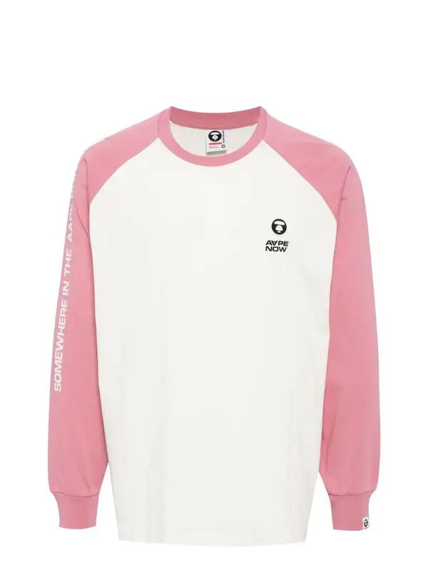AAPE BY *A BATHING APE® Moonface Logo Raglan Long Sleeve Tee - Pink