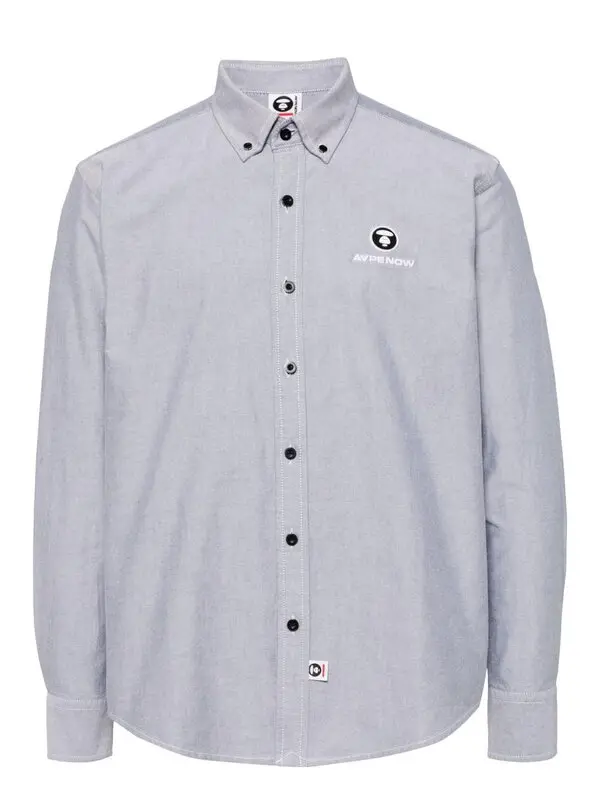 AAPE BY *A BATHING APE® Logo-patch Long-sleeved Shirt - Grey