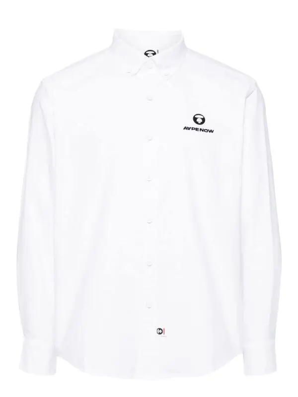 AAPE BY *A BATHING APE® Logo-patch Long-sleeved Shirt - White