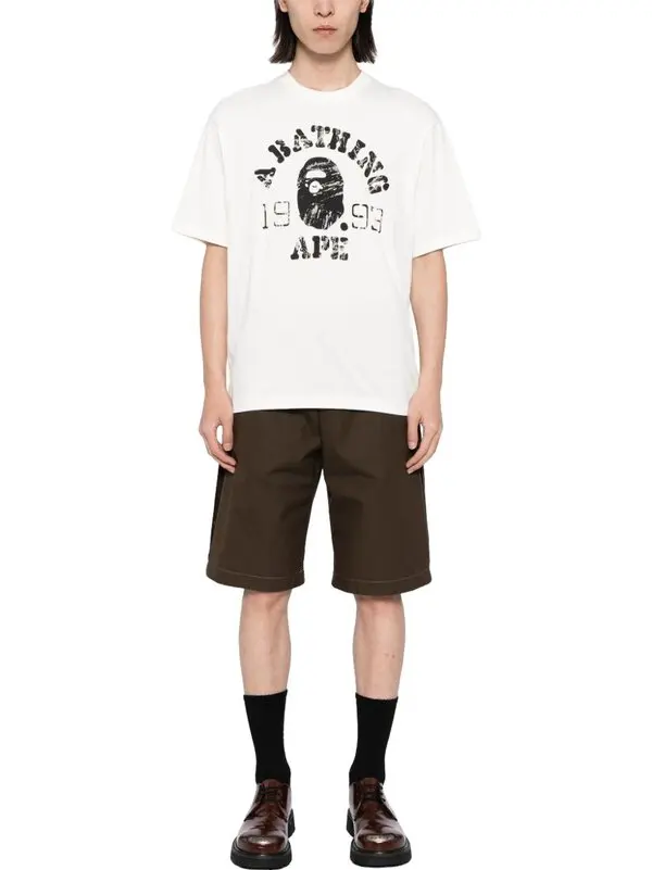 A BATHING APE Screen Print College Relaxed Fit Tee - Neutrals
