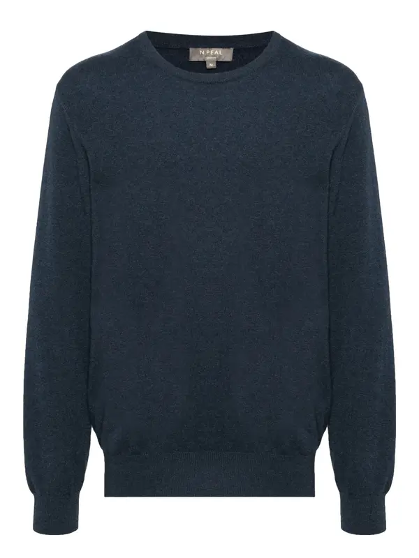 N.peal Oxford Round Neck Jumper - Blue