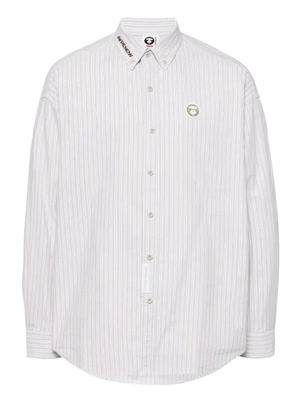 AAPE BY *A BATHING APE® Logo-patch Striped Shirt - Neutrals