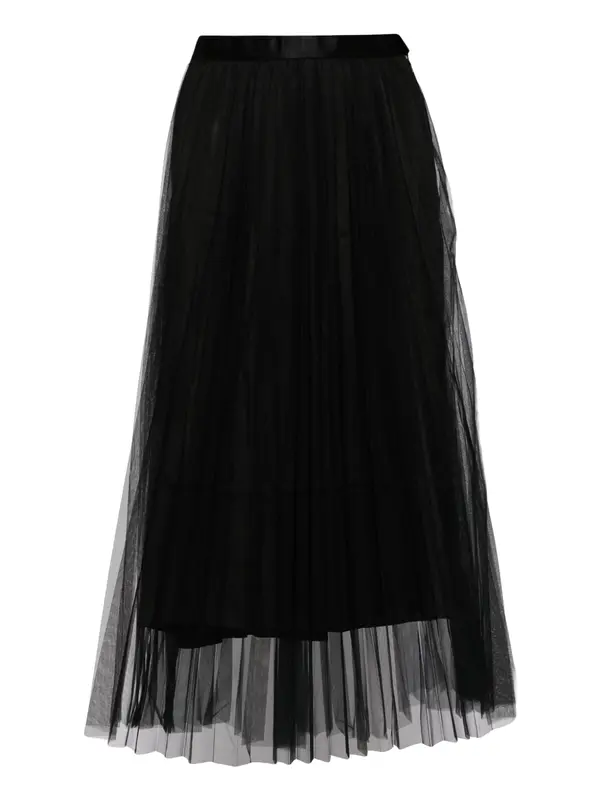 JNBY Pleated A-line Midi Skirt - Black