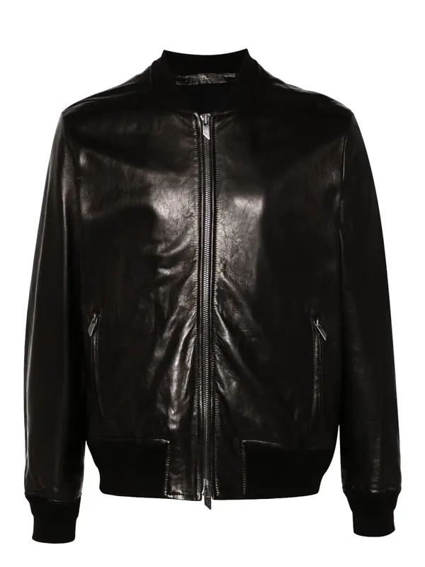 SALVATORE SANTORO Leather Bomber Jacket - Black