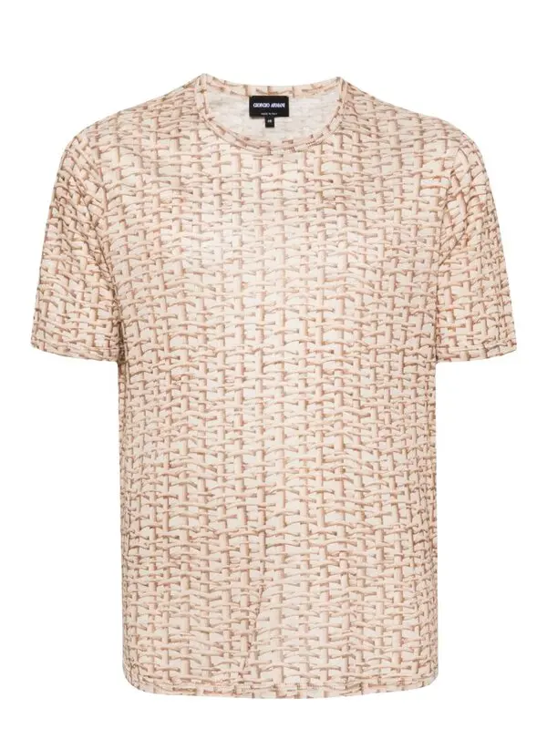 Giorgio Armani Woven-print T-shirt - Neutrals