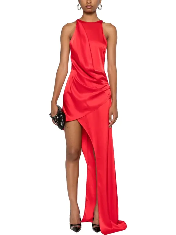 David Koma Asymmetric Draped Gown - Red