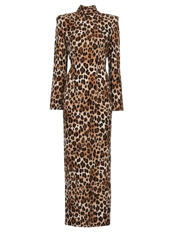 ROWEN ROSE Leopard-print Maxi Dress - Brown