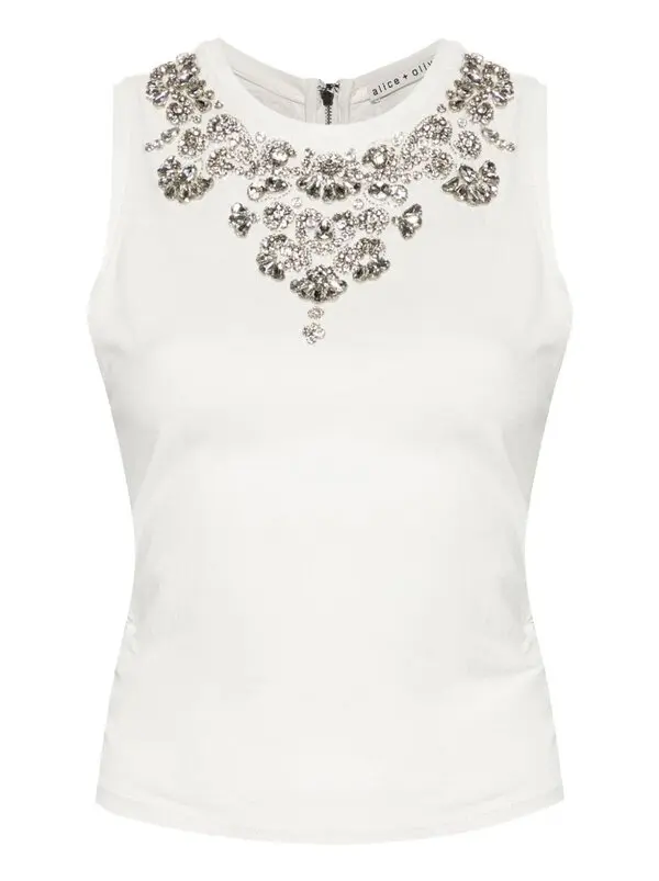 Alice + Olivia Rhinestone-embellished Tank Top - White